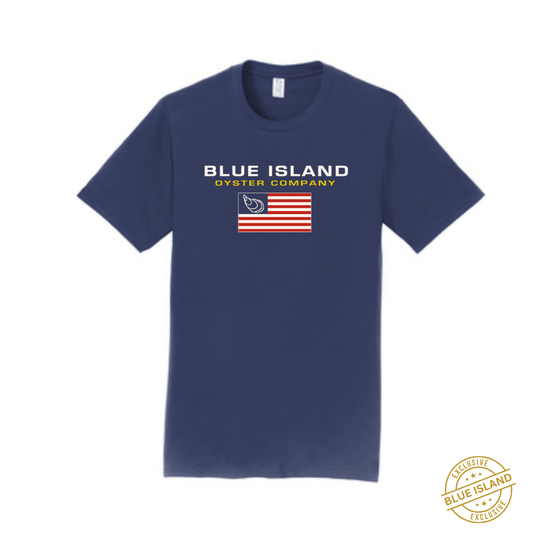 Blue Island Flag Logo Navy T-Shirt – Blue Island Oysters